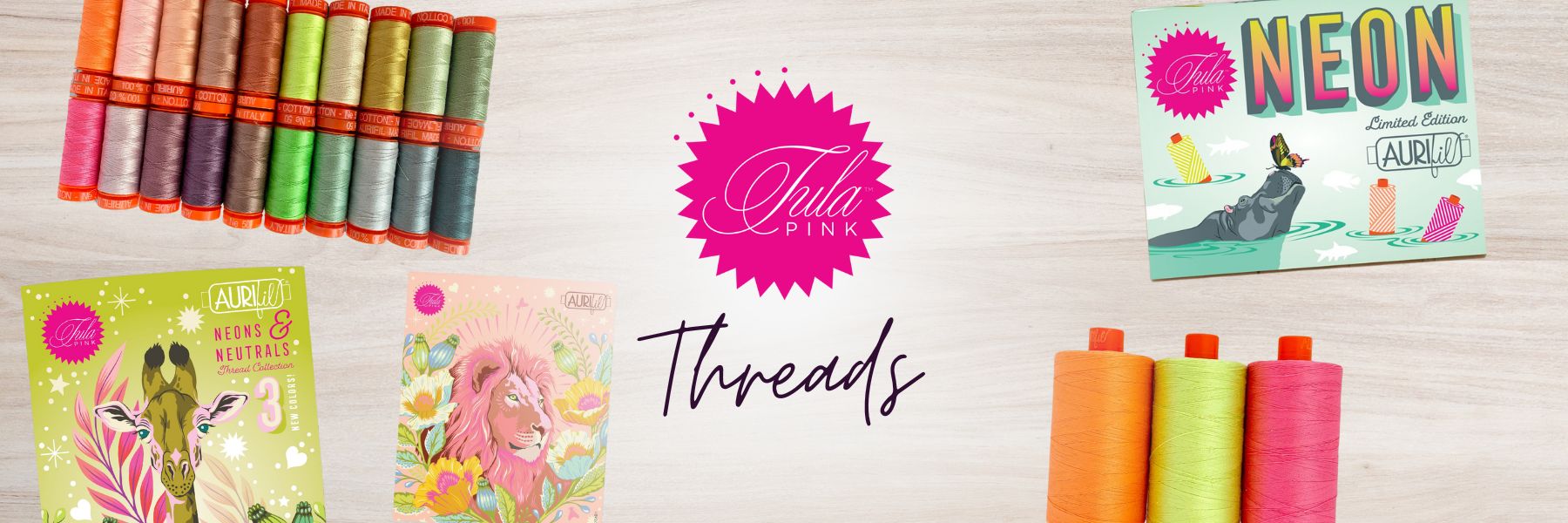 Shop Tula Pink Aurifil Neons and Neutrals Thread Collections | Along ...