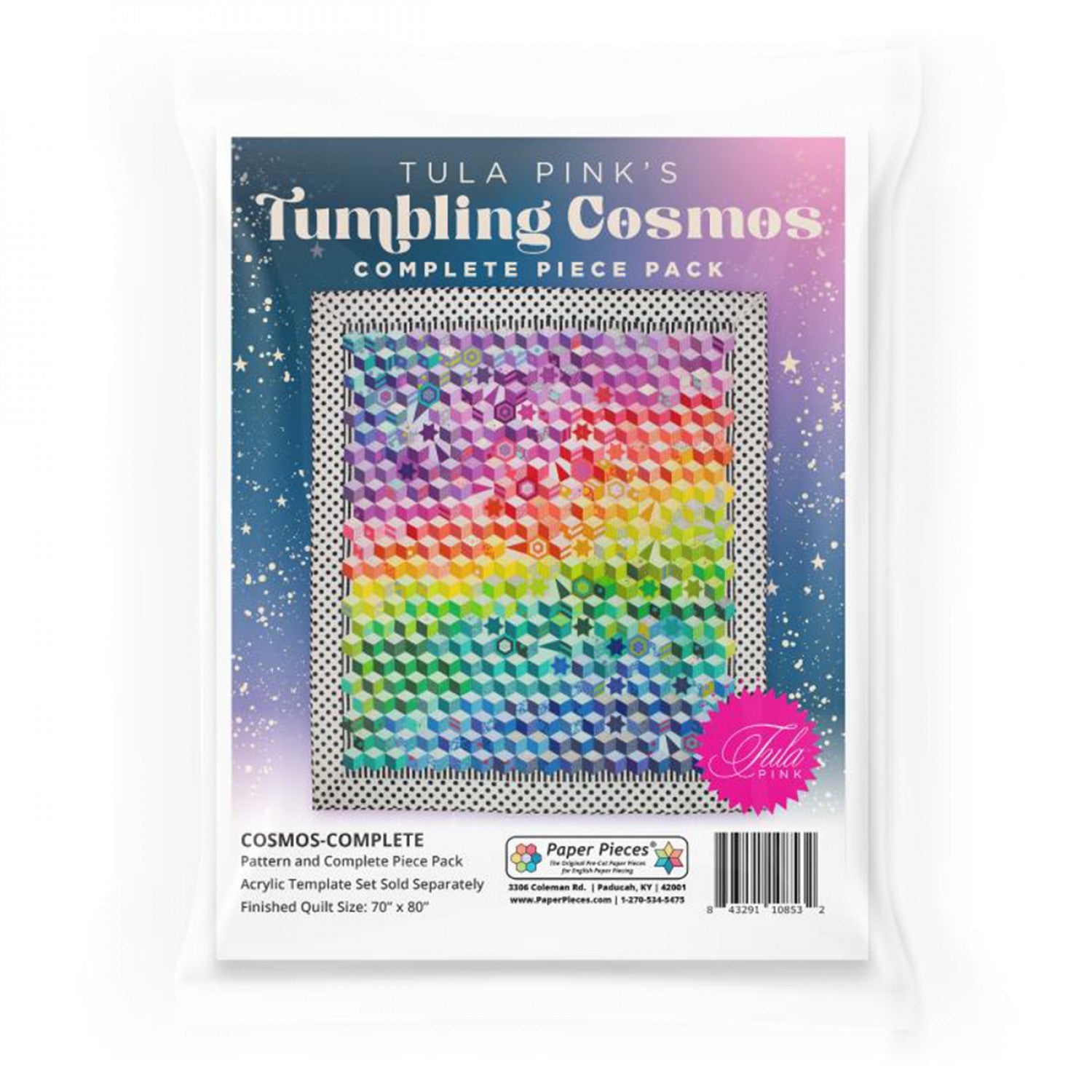 Tumbling Cosmos Pattern and Complete Paper Piece Pack With Acrylic Tem