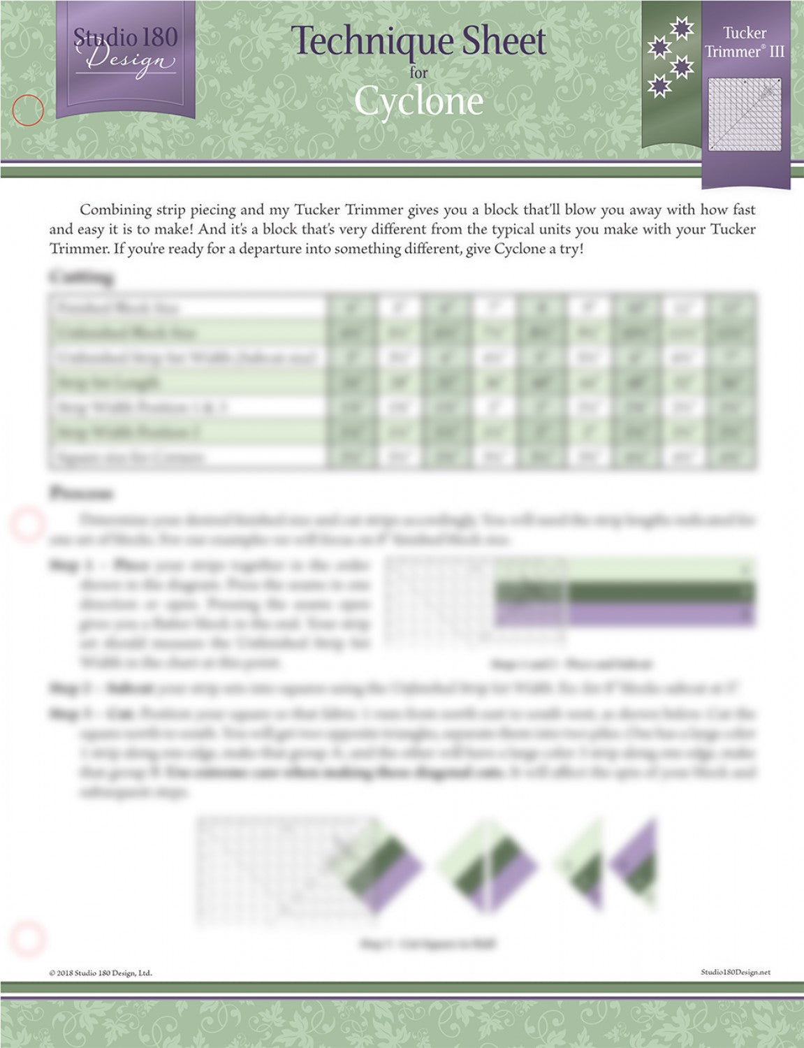 Studio 180 Design Technique Sheets for Tucker Trimmer I, II and/or III
