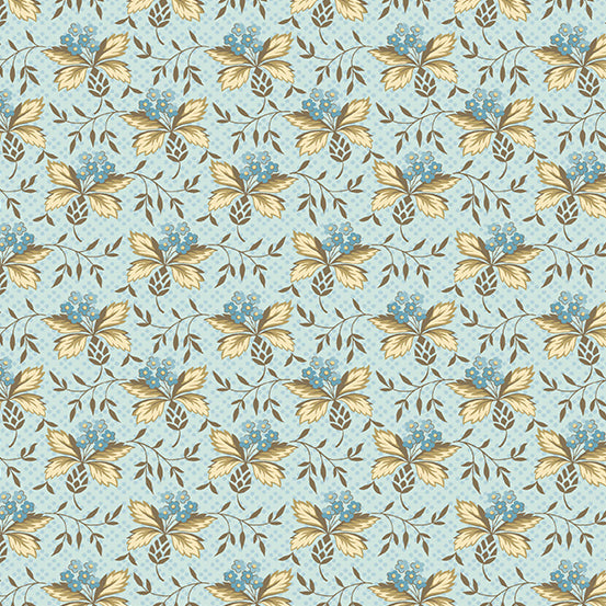 Cocoa Blue A-603-LB Powder Blue Thistle - Fat Quarter