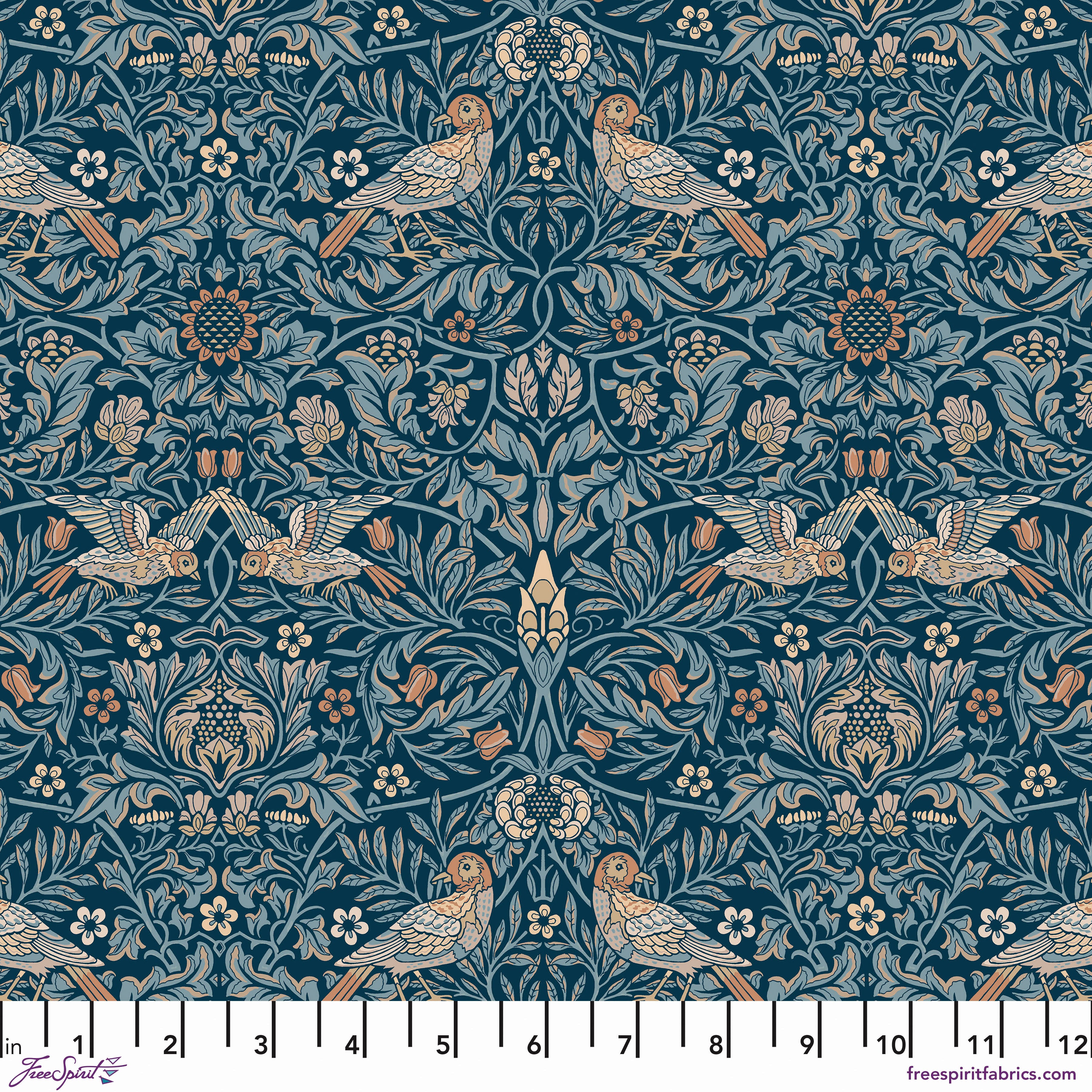 Emery Walker's House PWWM097.WEBBSBLUE Bird - Fat Quarter