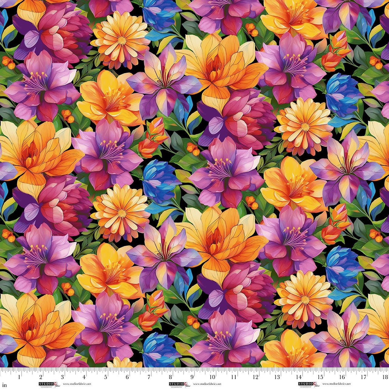 Flower Fusion 8689-54 Multi Flowers - Fat Quarter