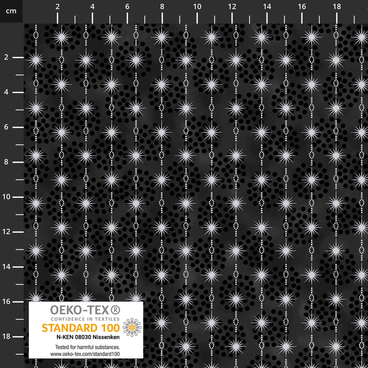 Frosty Snowflake 4590-915 Black/Silver Stars in Line - Fat Quarter