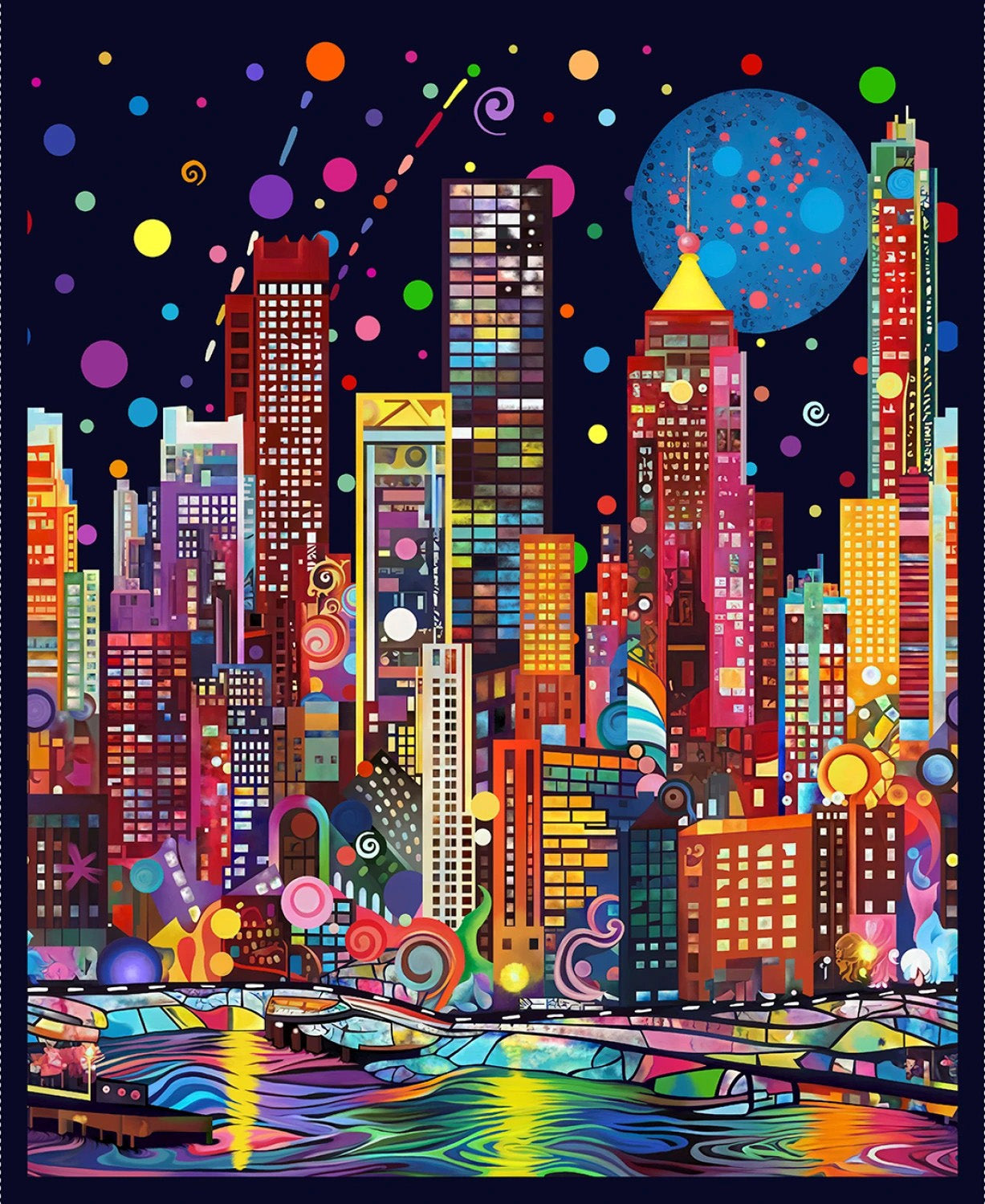 Metro Mirage Panel 4155P-99 Black City Skyline Panel