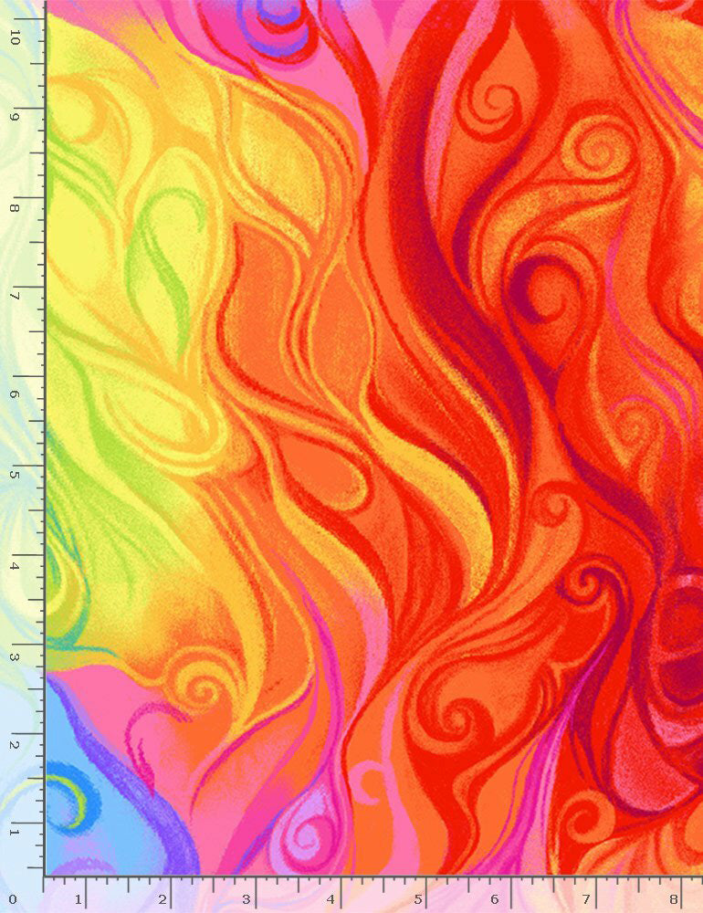 Rain Blossom SWIRL-C7943 MULTI Rainbow Pretty Swirls - Fat Quarter