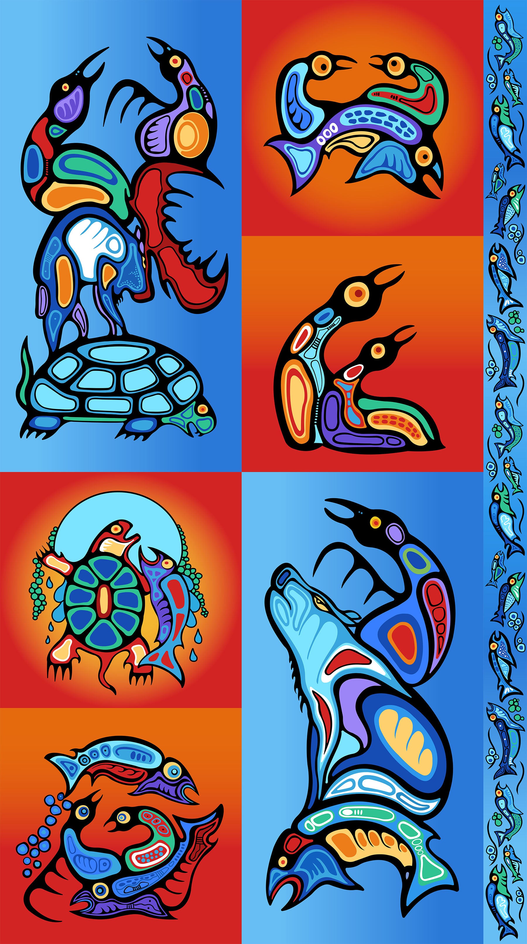 Sacred Earth Panel 27107-44 Blue Multi Block Panel