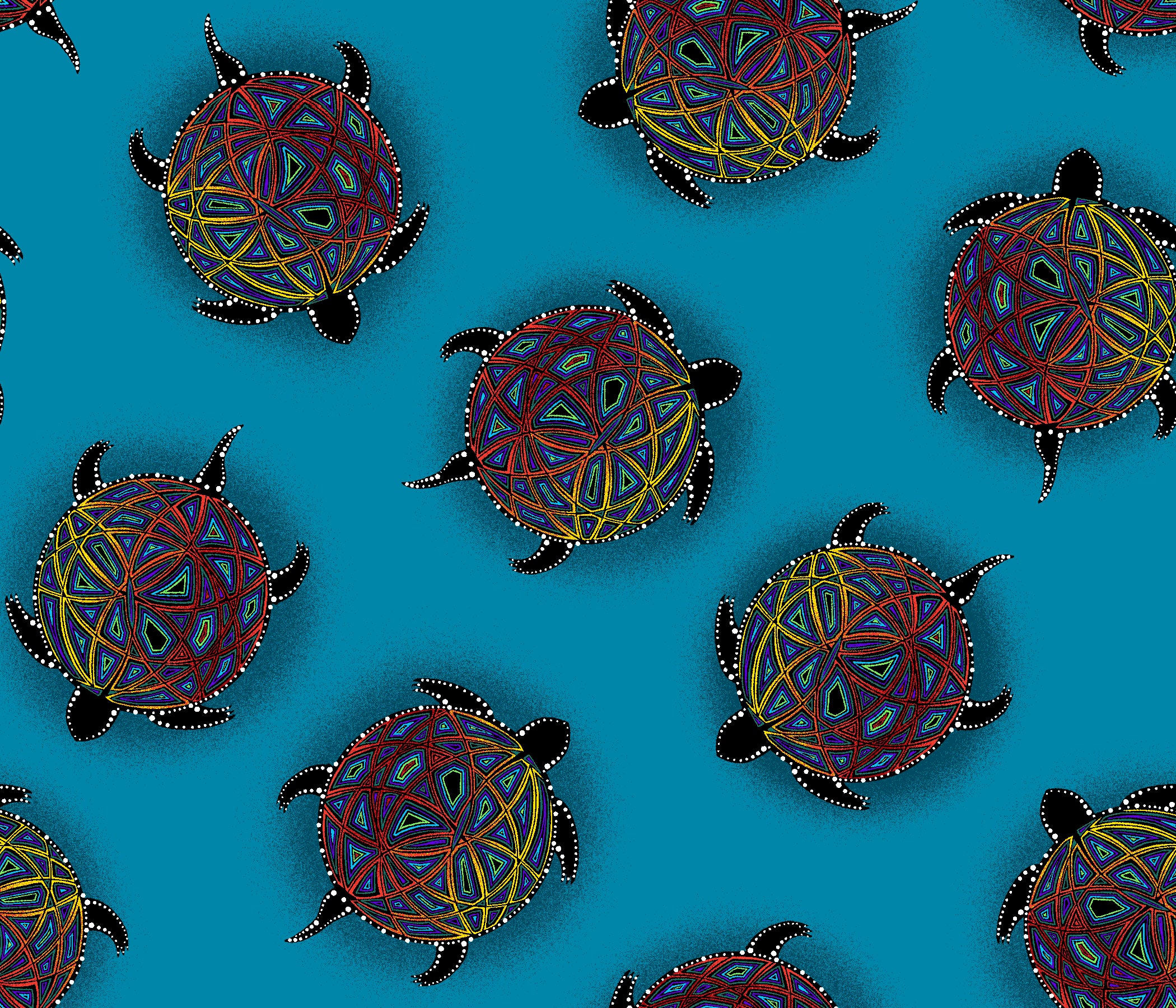 Turtle BA-00012M-Teal Allover Turtle Metallic - Fat Quarter