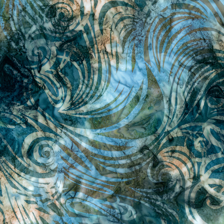 Color Me Banyan Swirls Batik 80755-46 Swirls Bleached-Pearl Blue