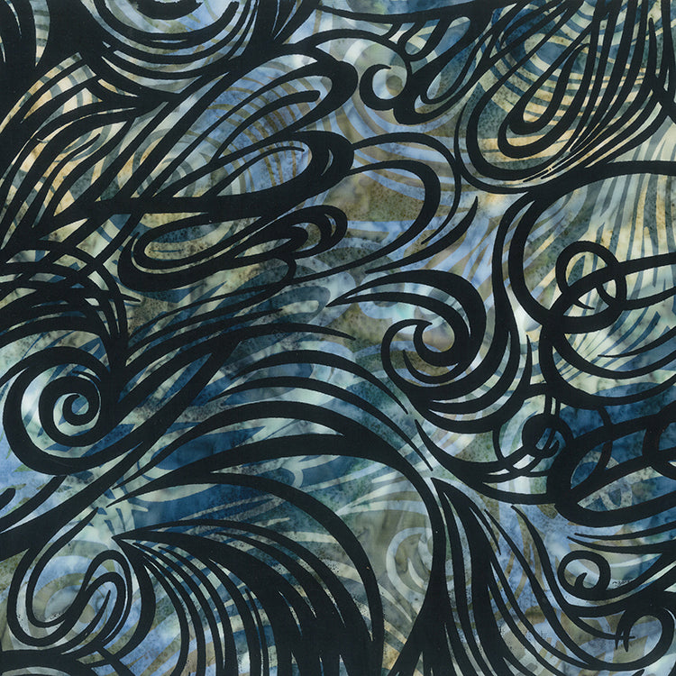 Color Me Banyan Swirls Batik 80756-46 Swirls Bleached with Overprint-P