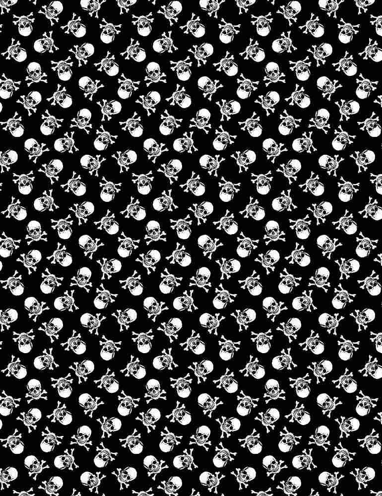 Small World GAIL-CD8902 BLACK Mini Skulls and Bones - Fat Quarter